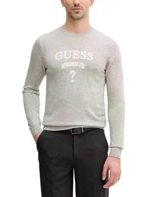 Guess Logo Crew-neck Sweater - Grey