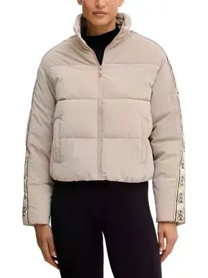 Guess Logo Stripe Puffer Jacket - Neutrals