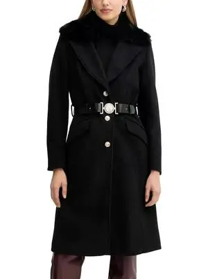 Guess Long-sleeve Belted Coat - Black