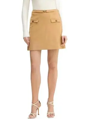 Guess Belted Mini Skirt With Pockets - Yellow