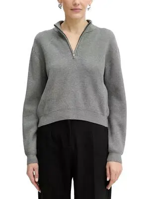 Guess Harley Zip Ribbed Sweater - Grey