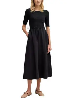 Dkny Panelled Midi Dress - Black
