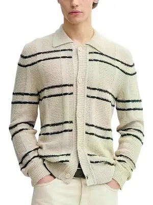 Marc O'polo Striped Buttoned Cardigan - Neutrals