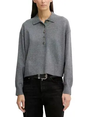 Marc O'polo Long-sleeve Knitted Polo Shirt - Grey