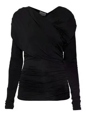 GANNI Draped Long-sleeve Top - Black
