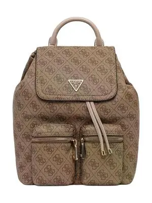 Guess Monogram Flap Backpack - Brown