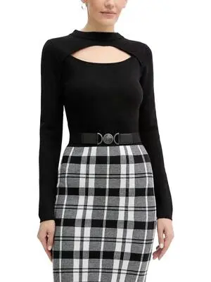 Guess Plaid Mini Dress With Cutout - Black