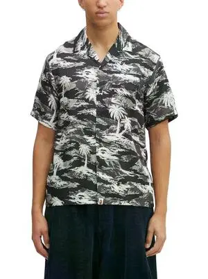 A BATHING APE Palm-tree Printed Shirt - Black