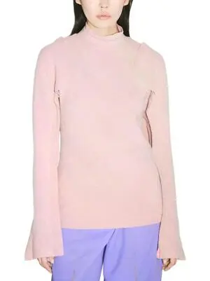 KIKO KOSTADINOV Fluted-sleeve Mock-neck Top - Pink