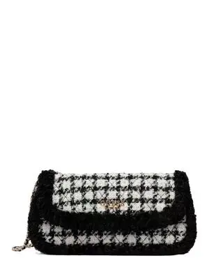 Guess Quilted Houndstooth Chain Crossbody Bag - White