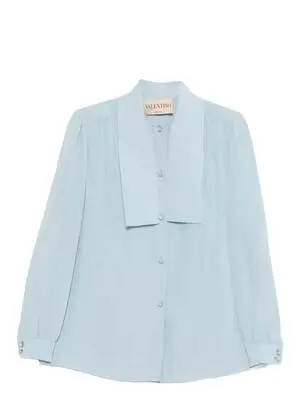 Valentino Garavani Tie-collar Buttoned Shirt - Blue