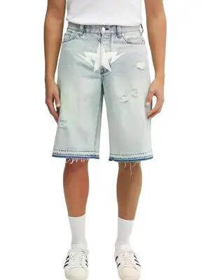 A BATHING APE Destroyed Sta Denim Shorts - Blue