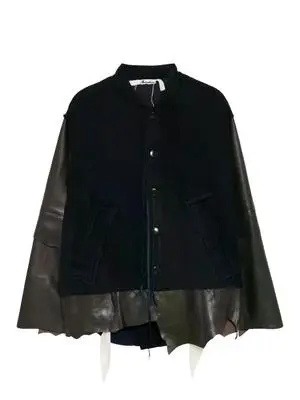 MIDORIKAWA Leather Panelled Coat - Black