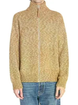 Loewe Zip Ribbed Knit Cardigan - Neutrals