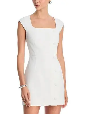 French Connection Azra Square Neck Twill Mini Dress - Summer White