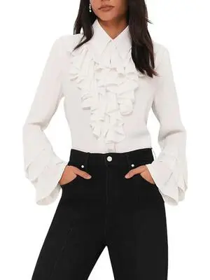 Mint Velvet Ruffle Detail Shirt - Ivory