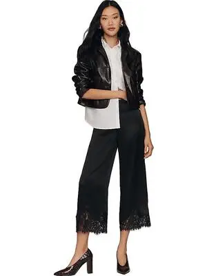 REFORMATION Carola Silk Lace Pants - Black