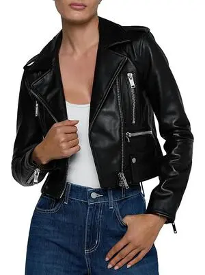 L'Agence Blakely Leather Biker Jacket - Black