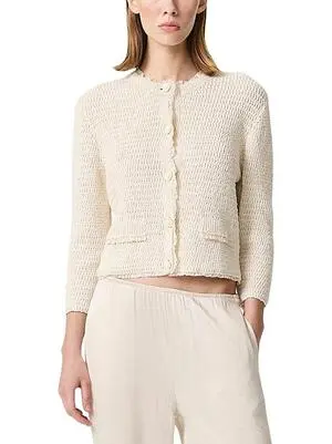 NOCTURNE Textured Boucle Button Cardigan - Open White