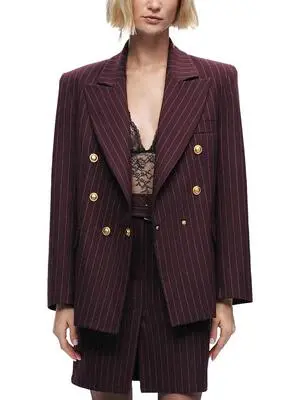 NOCTURNE Pinstripe Double-breasted Blazer - Burgundy