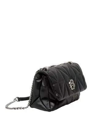 BOSS Quilted Shoulder Bag With Chain Strap And Logo - Black