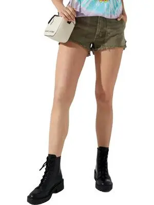 ONETEASPOON Cargo Frayed Hem Shorts - Green