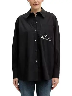 Karl Lagerfeld Pocket Logo-embroidered Shirt - Black