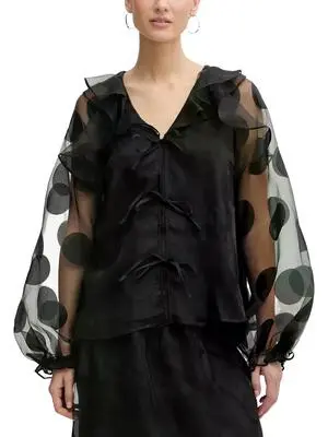 Stine Goya Polka-dot Ruffled Blouse - Black