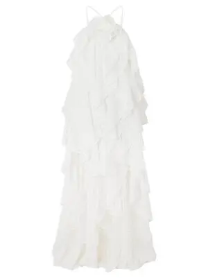Aje Appliquéd Ruffled Broderie Anglaise Maxi Dress - White
