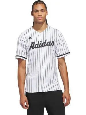 Adidas Dugout Full Button Cotton Jersey - White / Black
