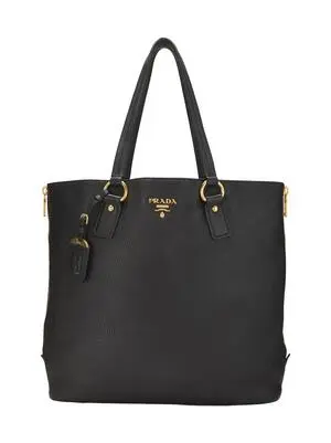 Prada Vitello Daino Side Pocket Tote - Black