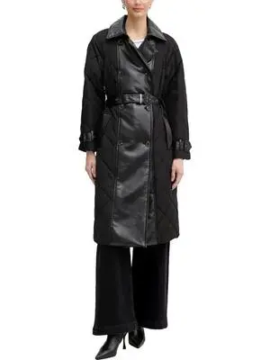 Guess Quilted Belted Coat - Black