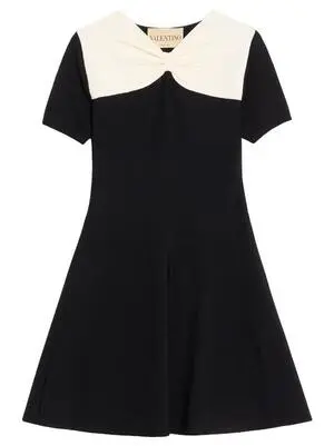 Valentino Garavani Knitted Short Dress With Bow Detail - Black/ivory