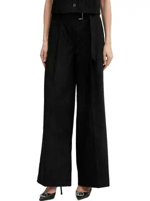 Guess Striped Wide Leg Trousers - Black