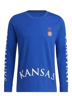 Adidas X Eric Emanuel Kansas Midnight Madness Graphic Long Sleeve Tee Shirt - Royal Blue