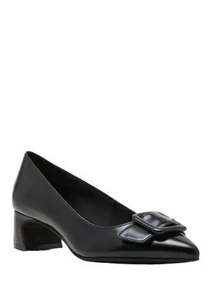 Anne Klein Senara Buckle Pointed Toe Pump Black Crinkle