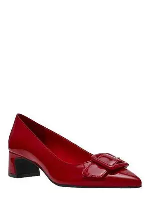 Anne Klein Senara Buckle Pointed Toe Pump - Deep Red