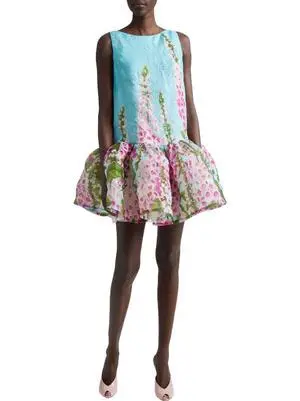 Oscar De La Renta Foxglove Sleeveless Fit & Flare Dress - Lilac/sky