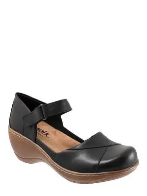 Softwalk Platform Wedge Clogs - Black