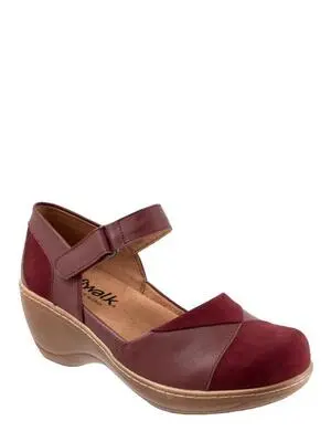 Softwalk Platform Wedge Clogs - Cherry Nubuck