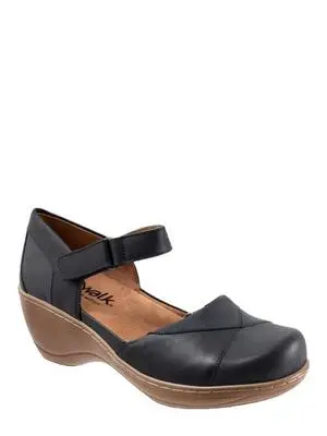 Softwalk Platform Wedge Clogs - Navy Nubuck