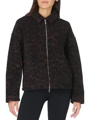 Sweaty Betty Leopard Print Fleece Jacket - Large Brown Leopard Print
