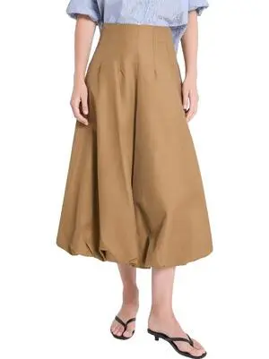TWP Bubble Hem Midi Skirt - British Khaki