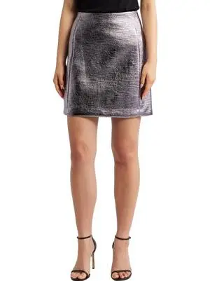 ICHI Metallic Miniskirt - Silver