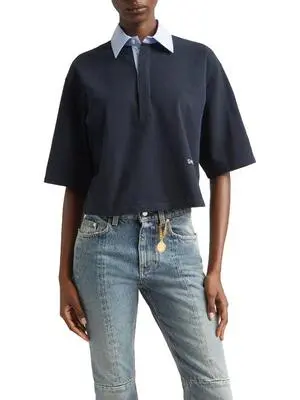 STELLA MCCARTNEY Crop Piqué Polo Shirt