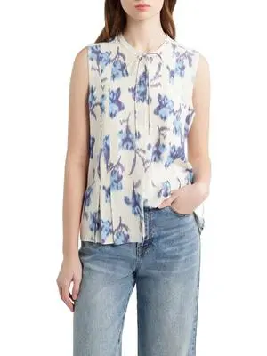 Rag & Bone Arden Floral Tie Neck Blouse - Ivory