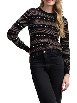 HATLEY Kate Textured Stripe Crewneck Sweater - Black