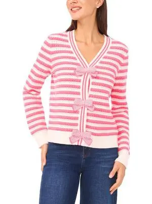 CECE DUPRAZ Dotted Woven Front Sweater - Juneberry