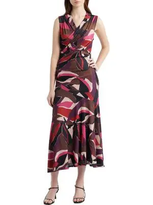 Rails Vanya Abstract Print Faux Wrap Midi Dress - Paradise
