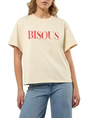 VIENS AVEC MOI Bisous Boxy Cotton Graphic T-Shirt